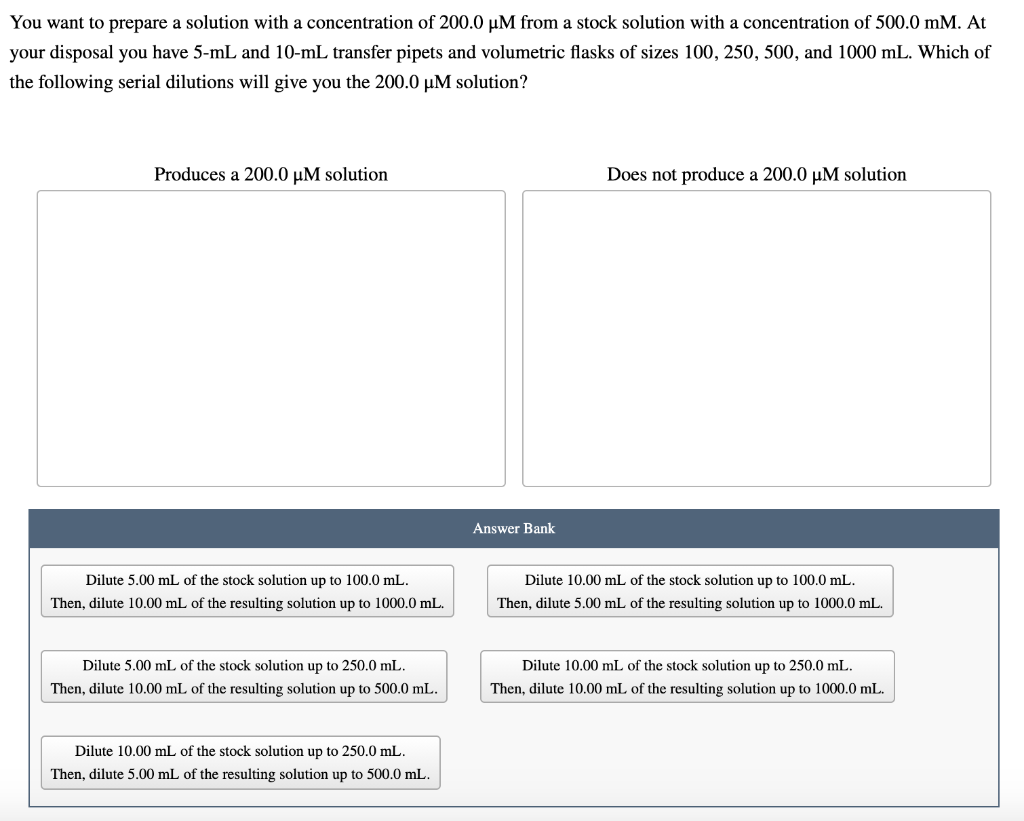 Solved You want to prepare a solution with a concentration | Chegg.com
