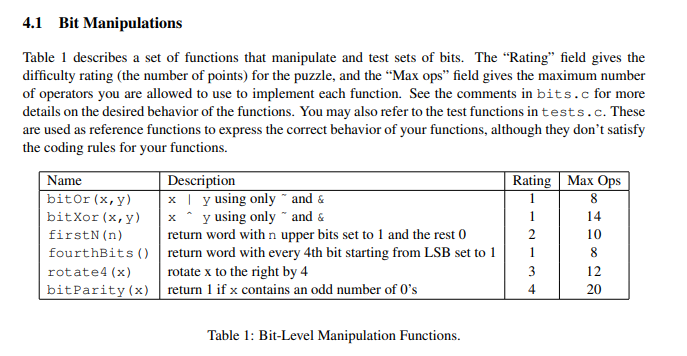 Solved The bits.c file contains a skeleton for each of the | Chegg.com