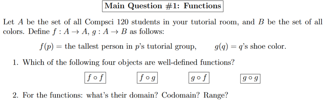 Solved Main Question #1: Functions Let A be the set of all | Chegg.com