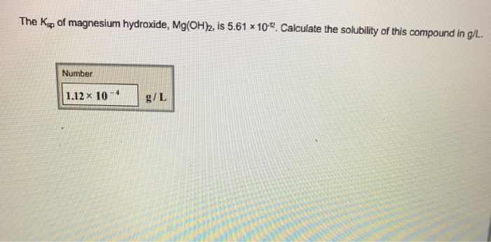 Solved The K_sp of magnesium hydroxide, Mg(OH)_2, is 5.61 | Chegg.com
