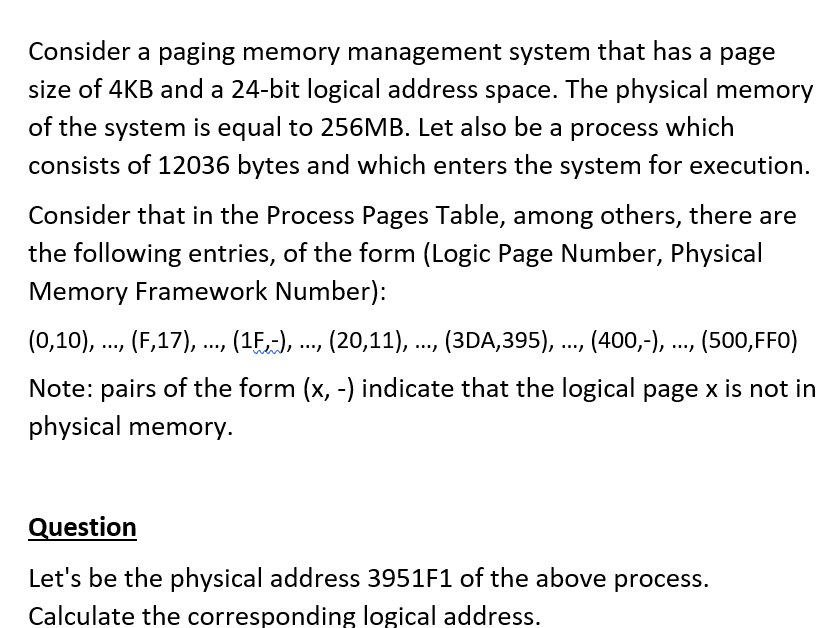 Solved Consider a paging memory management system that has a | Chegg.com