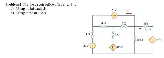 Solved Problem 2: For the circuit bellow, find ix and vx a) | Chegg.com