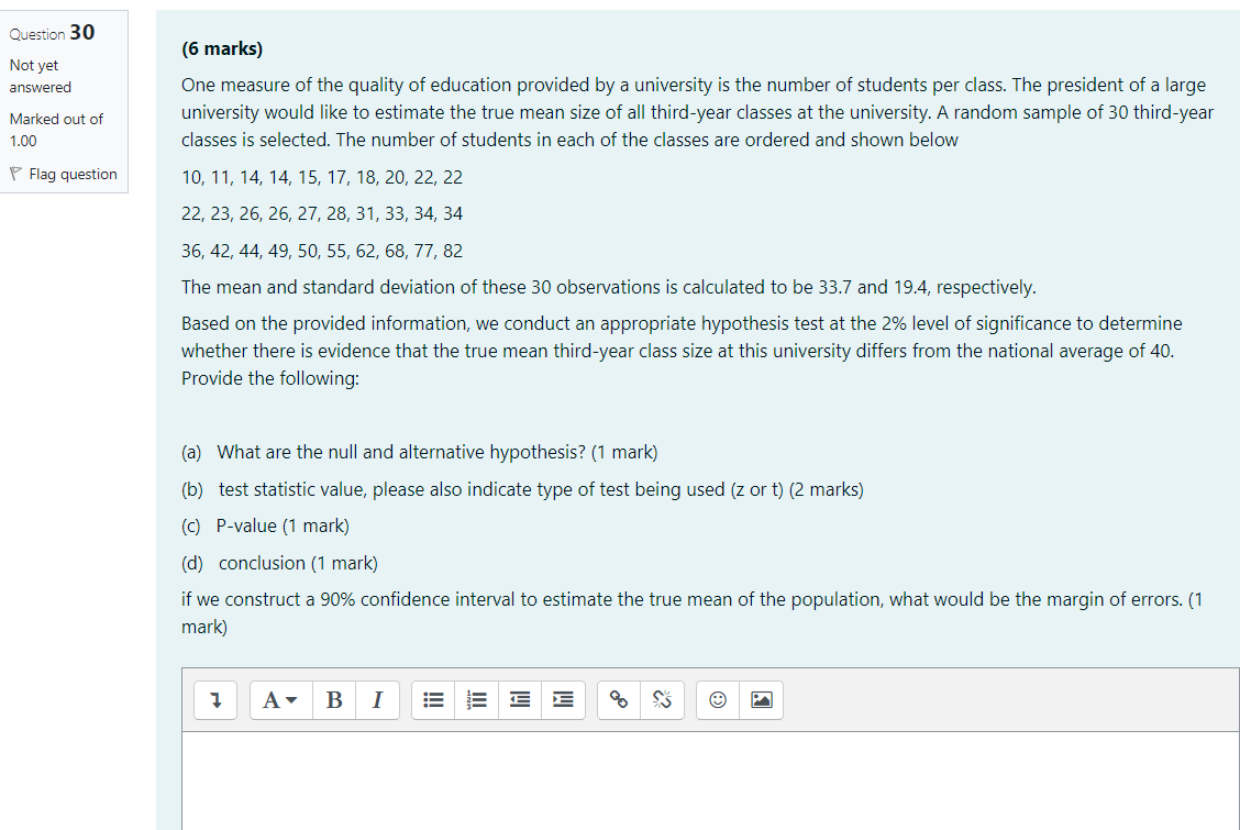 Solved Question 30 (6 marks) Not yet answered Marked out of | Chegg.com