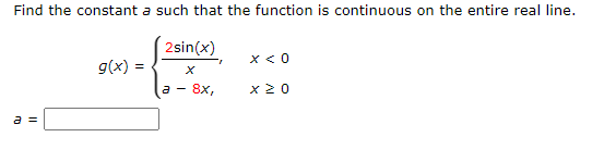 Solved Find the constant a such that the function is | Chegg.com