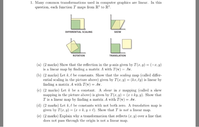 Solved 1. Many common transformations used in computer | Chegg.com