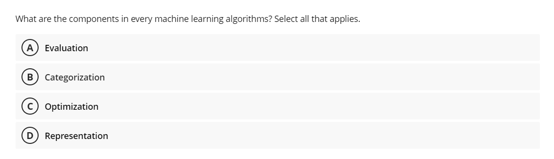 Solved What are the components in every machine learning | Chegg.com