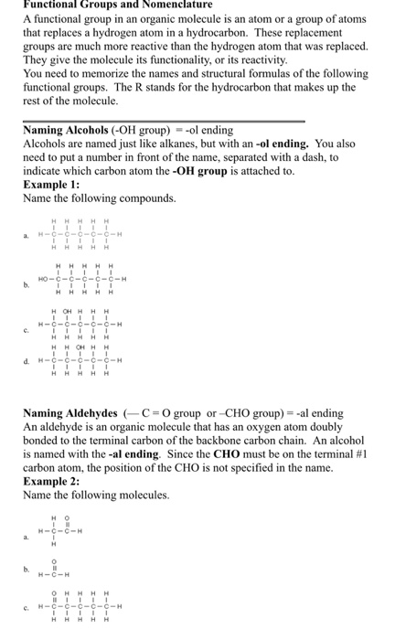 basic organic nomenclature packet chemistry level ii
