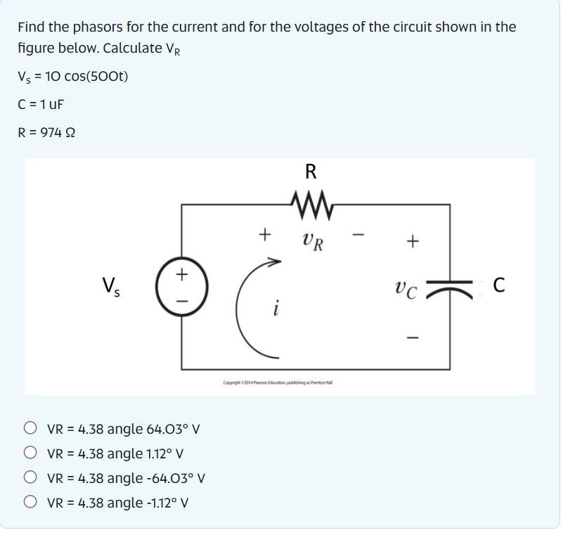 Solved Find the phasors for the current and for the voltages | Chegg.com