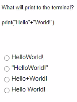 Solved What will print to the terminal? | Chegg.com