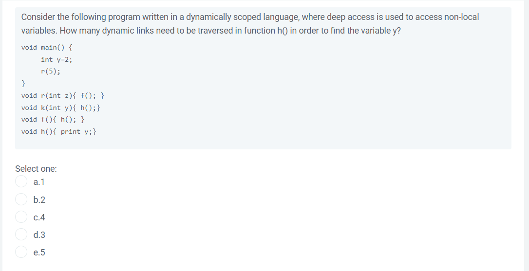 Solved Consider the following program written in a | Chegg.com