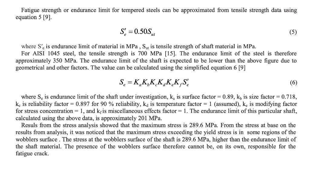 Solved find the fatigue factor which is nf = Se / oa | Chegg.com