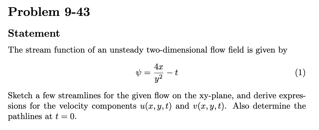 Solved Problem 9-43StatementThe stream function of an | Chegg.com