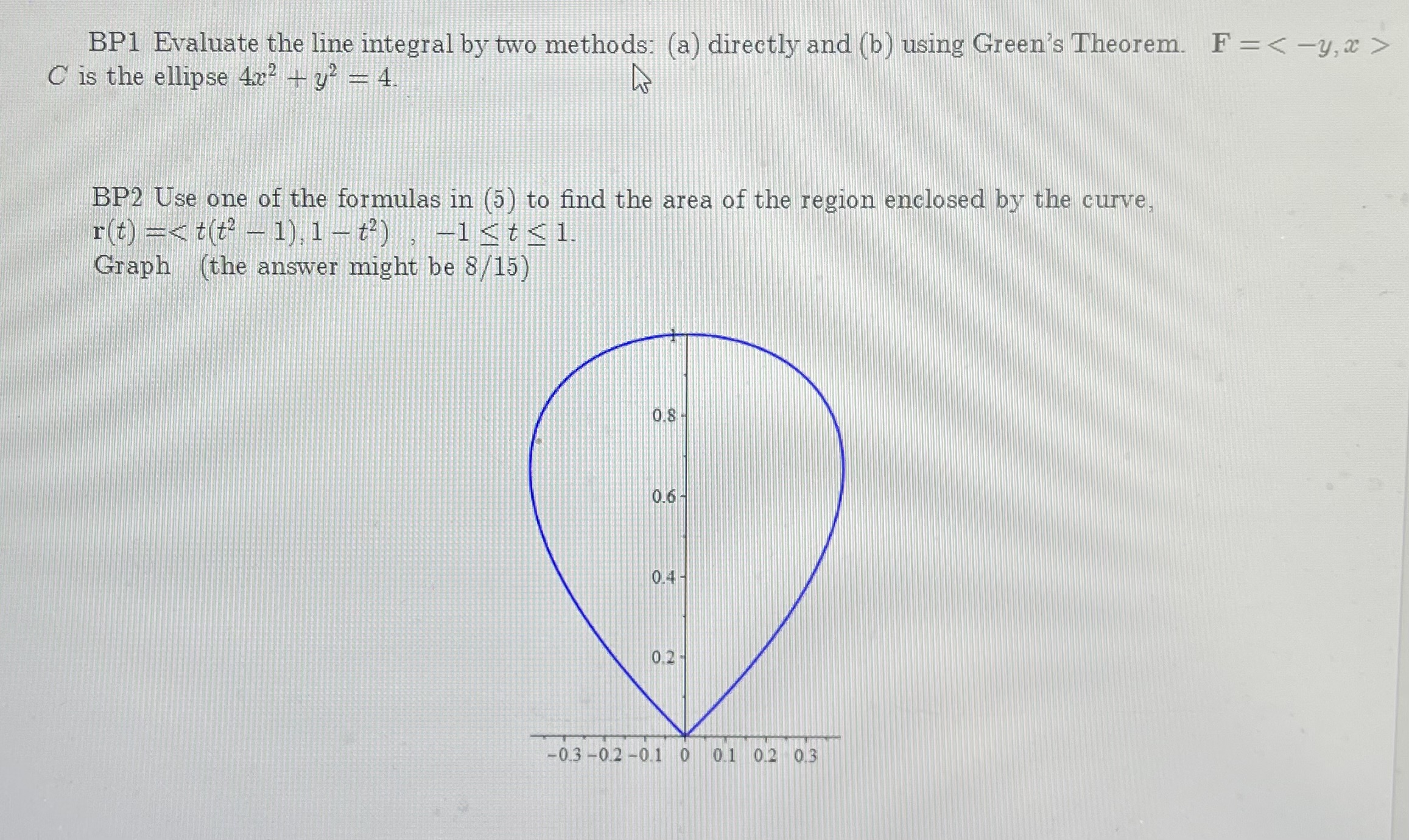 Solved BP1 Evaluate the line integral by two methods: (a) | Chegg.com