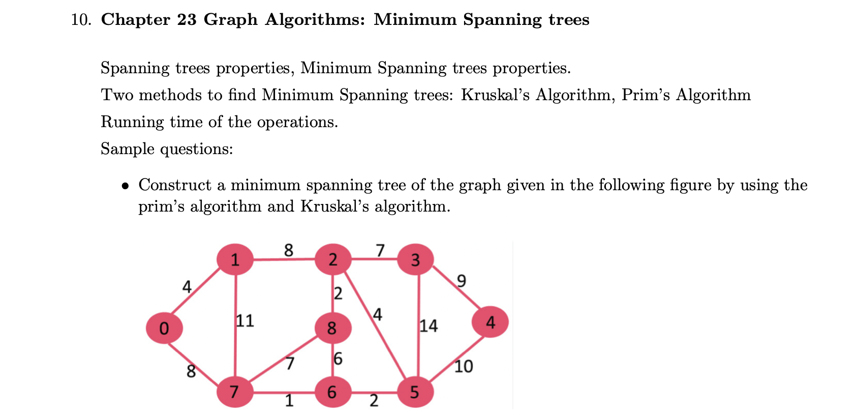 Solved 10. Chapter 23 Graph Algorithms: Minimum Spanning | Chegg.com