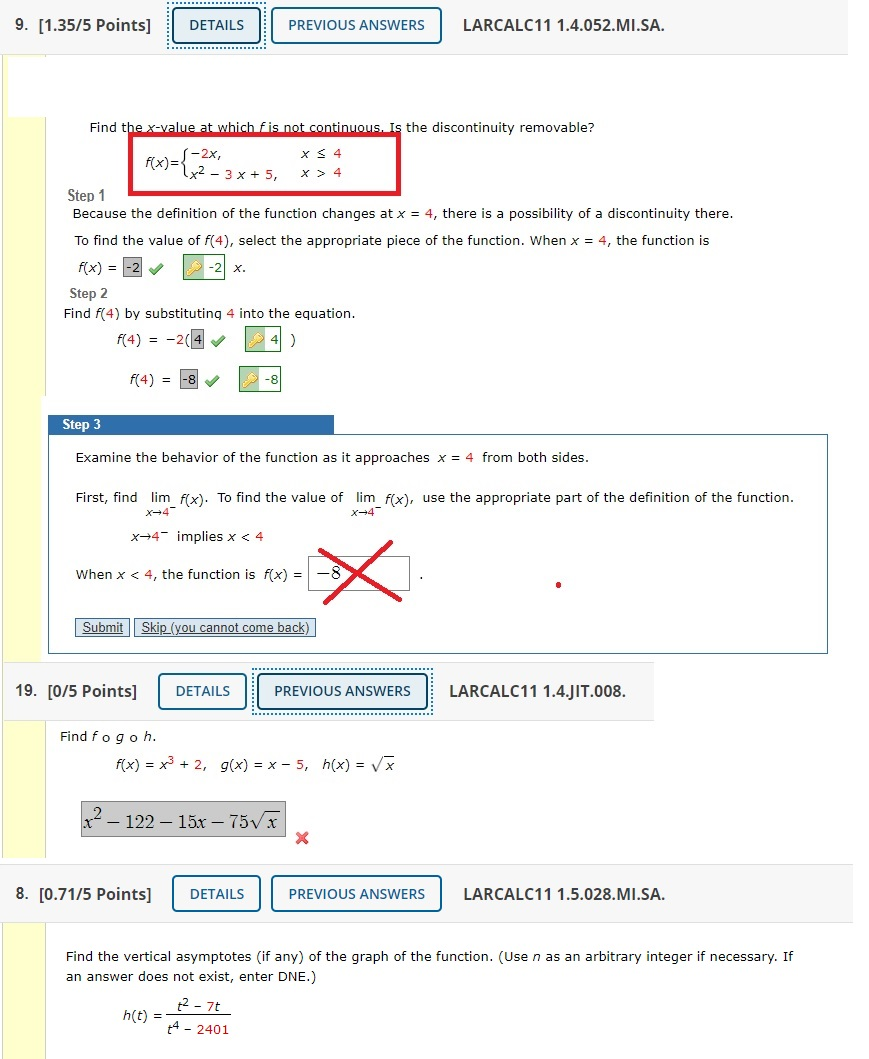Solved 9. (1.35/5 Points] DETAILS PREVIOUS ANSWERS LARCALC11 | Chegg.com