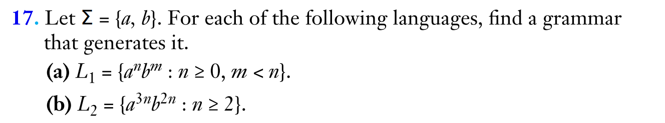 Solved 17. Let Σ={a,b}. For each of the following languages, | Chegg.com