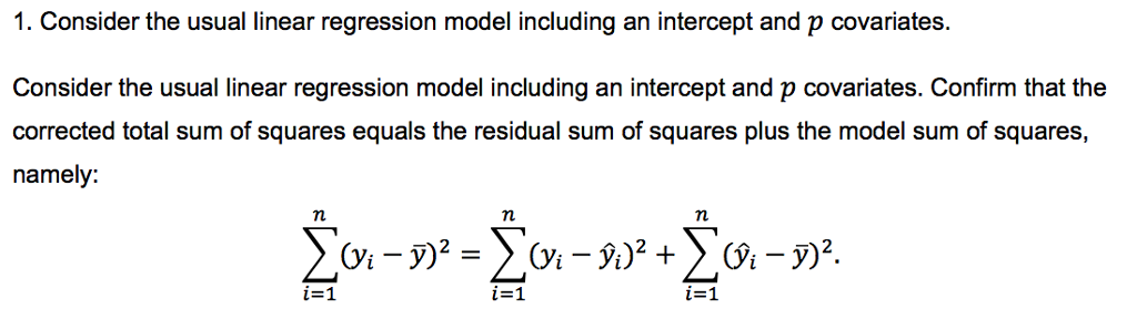 Solved 1. Consider the usual linear regression model | Chegg.com