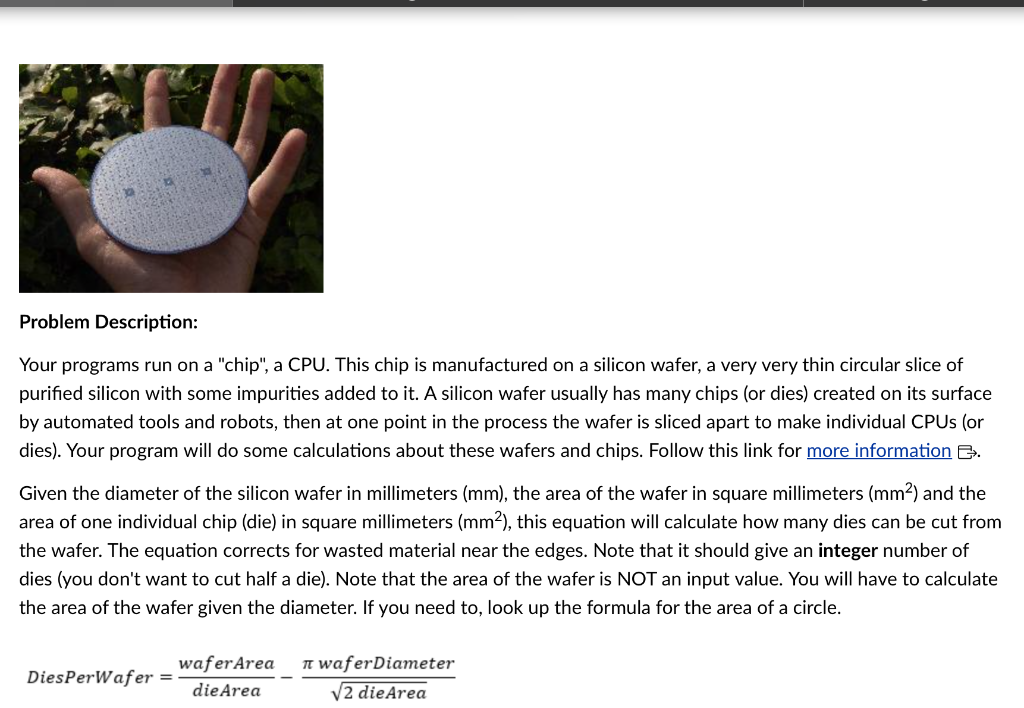 Solved # Program 1 # Purpose: calculate the number of dies | Chegg.com