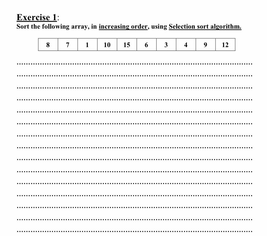 Solved Exercise 1 Sort The Following Array In Increasing 6288