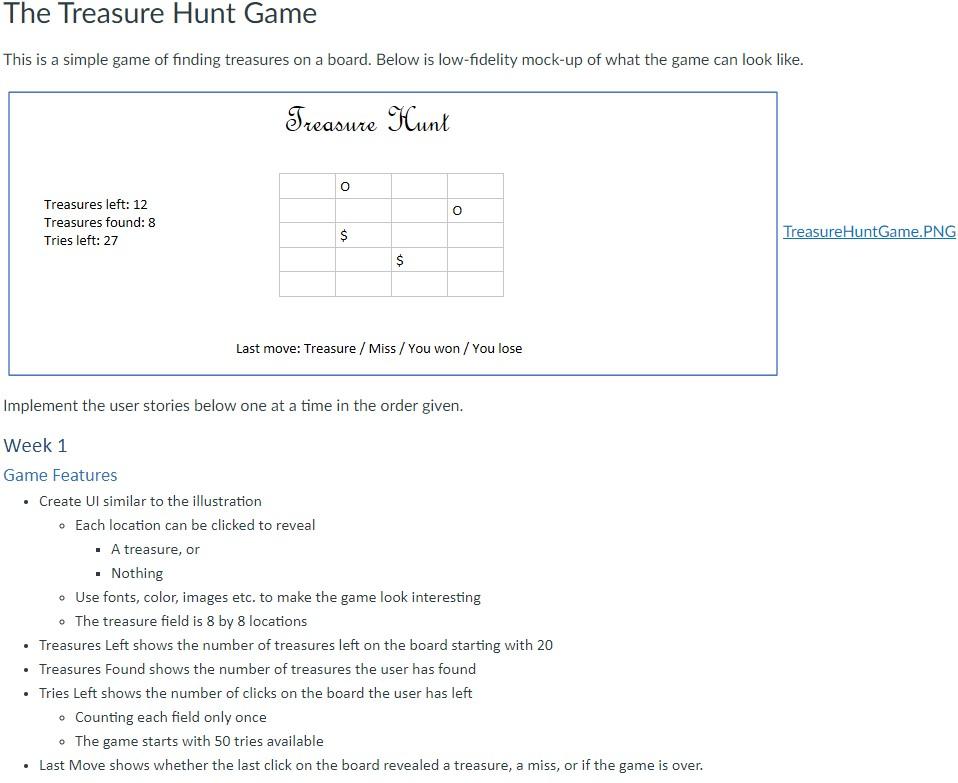 Solved The Treasure Hunt Game This is a simple game of | Chegg.com