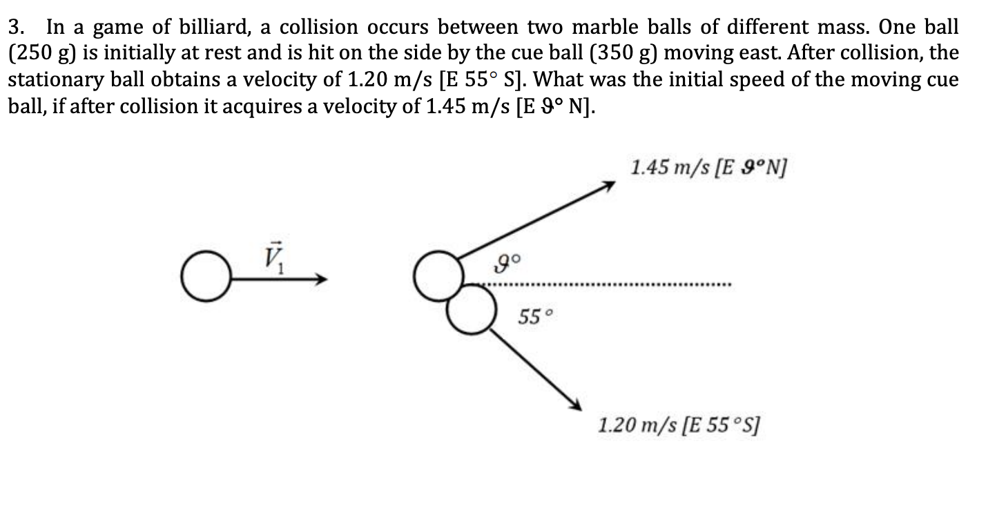 Solved 3. In a game of billiard, a collision occurs between | Chegg.com