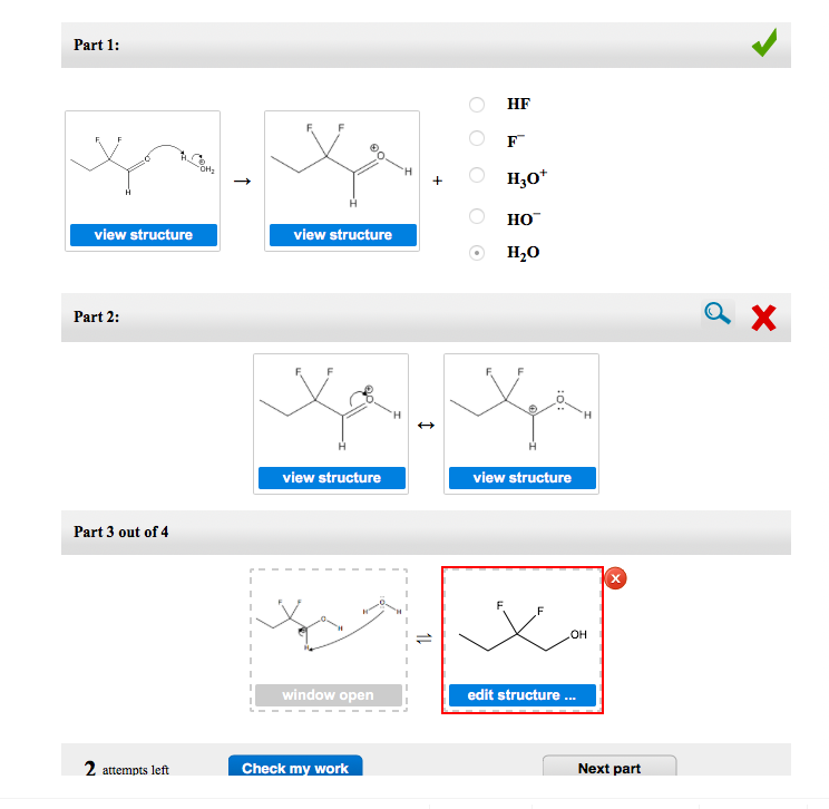 Solved Part 1: HF F F o- OH → Hot HO view structure view | Chegg.com