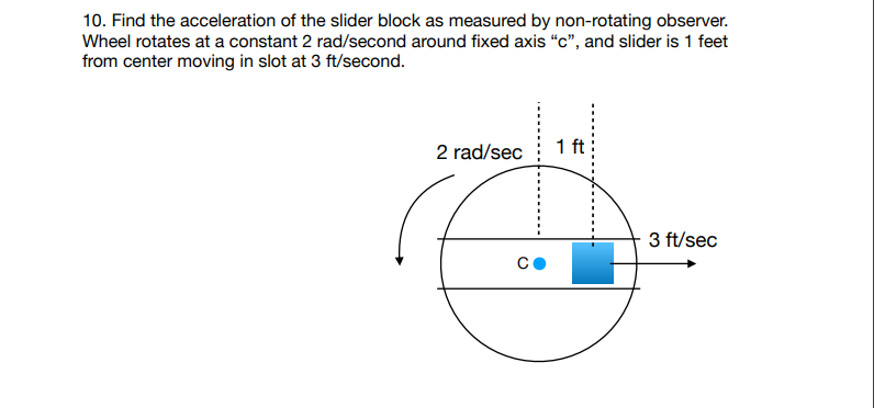 Solved 10. Find the acceleration of the slider block as | Chegg.com