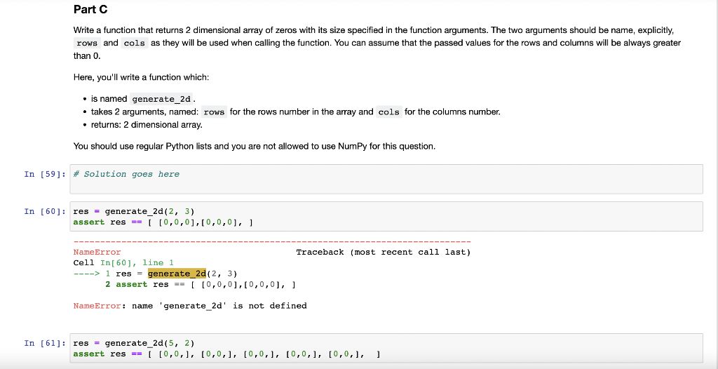 Solved Write a function that returns 2 dimensional array of | Chegg.com