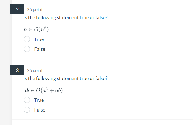 Solved 25 points Is the following statement true or false? | Chegg.com