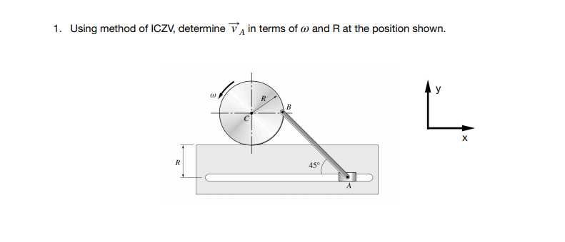Solved 1. Using method of ICZV, determine v A in terms of w | Chegg.com