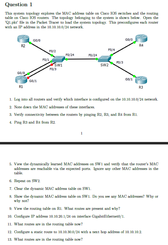 Solved This system topology explores the MAC address table | Chegg.com