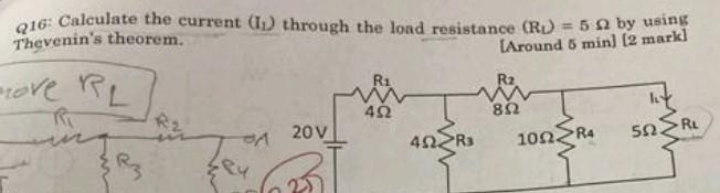Solved Q16 : Calculate the current (I1) through the load | Chegg.com