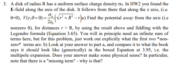 A disk of radius R has a uniform surface charge | Chegg.com