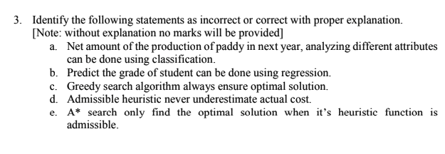 Solved 3. Identify the following statements as incorrect or | Chegg.com