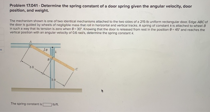 Solved Problem 17.041 - Determine the spring constant of a | Chegg.com