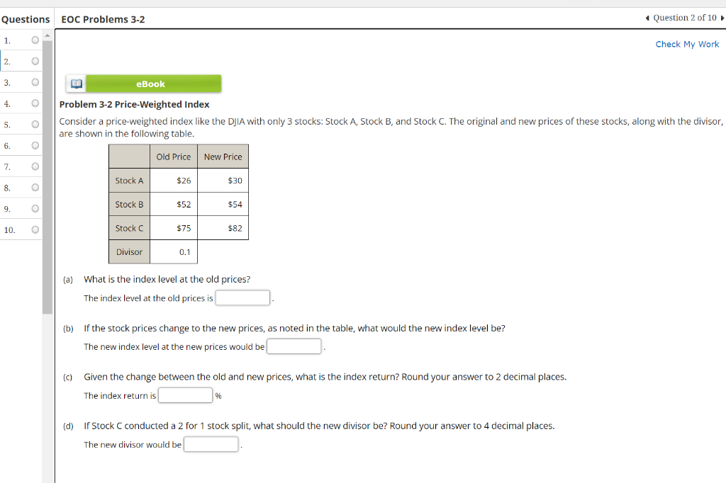 Solved Problem 3-2 Price-Weighted Index Consider a | Chegg.com