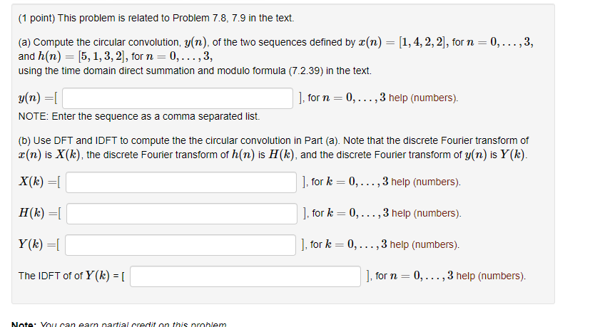 Solved (1 point) This problem is related to Problem 7.8,7.9 | Chegg.com