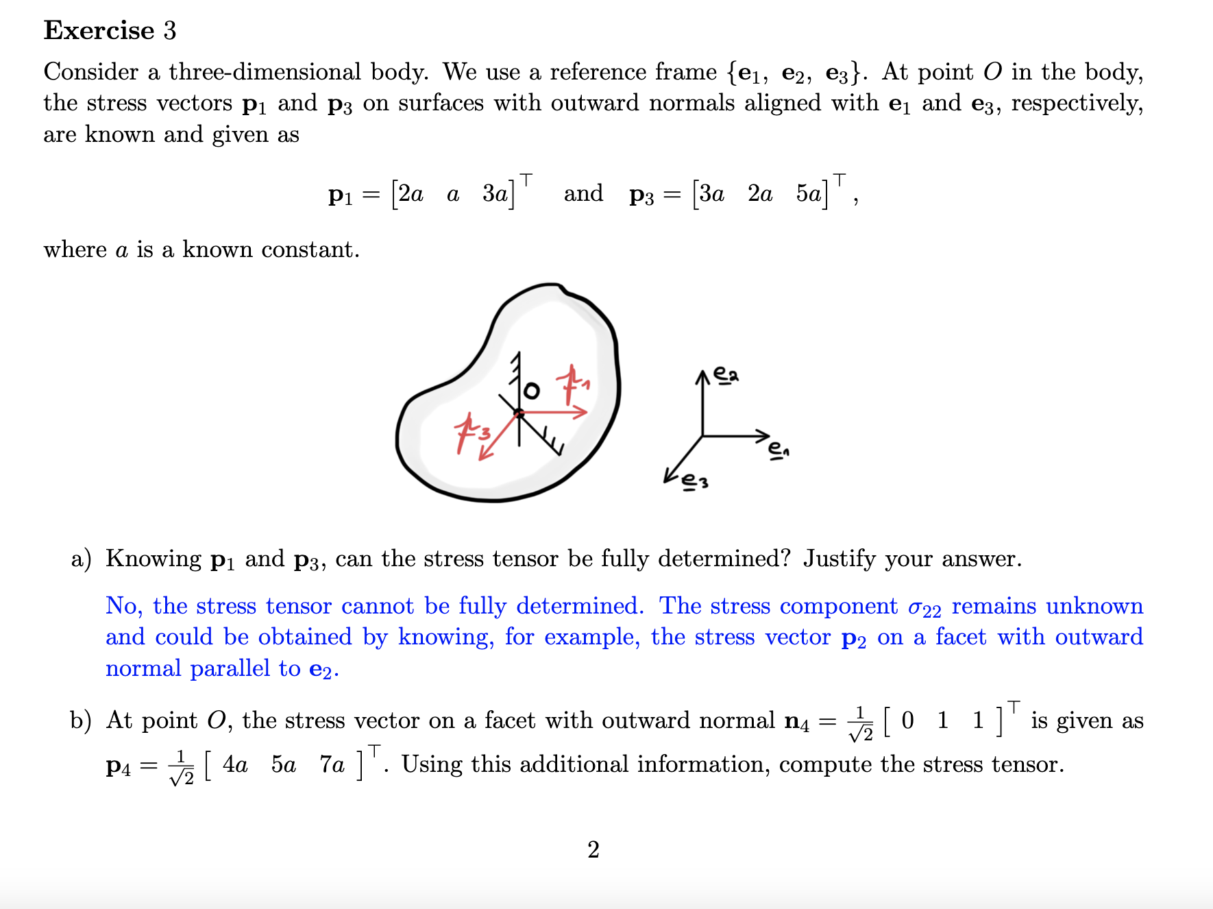 Solved Exercise 3Consider a three-dimensional body. We use a | Chegg.com