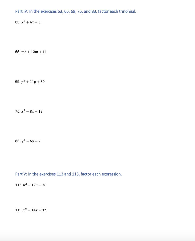 Solved Factoring Homework - Supplemental HW These factoring | Chegg.com