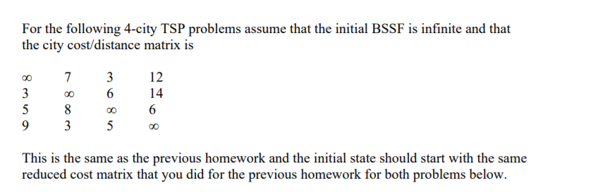 For the following 4-city TSP problems assume that the | Chegg.com
