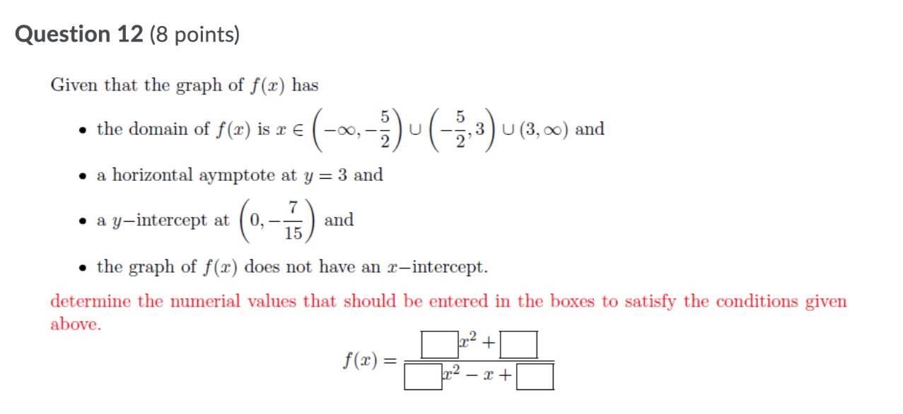 Solved Question 12 (8 points) Given that the graph of f(2) | Chegg.com