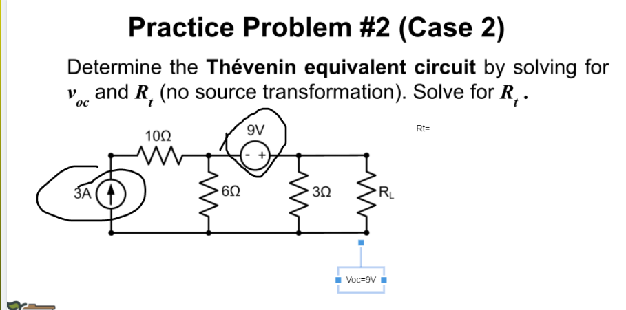Solved Practice Problem #2 (Case 2) Determine the Thévenin | Chegg.com