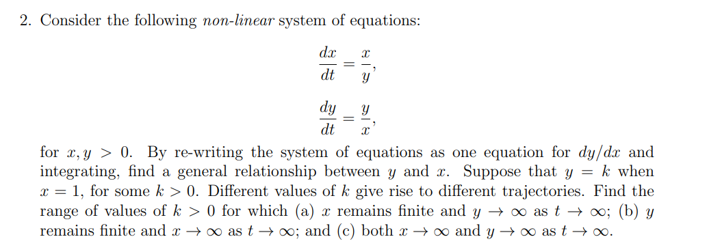 Solved 2. Consider the following non-linear system of | Chegg.com