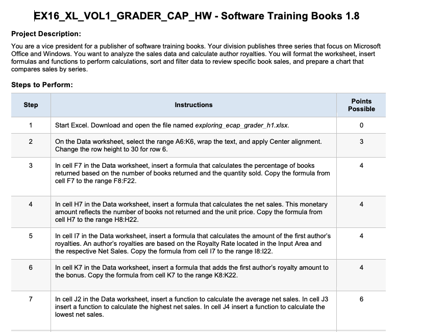 Solved EX16_XL_VOL1_GRADER_CAP_HW - Software Training Books | Chegg.com