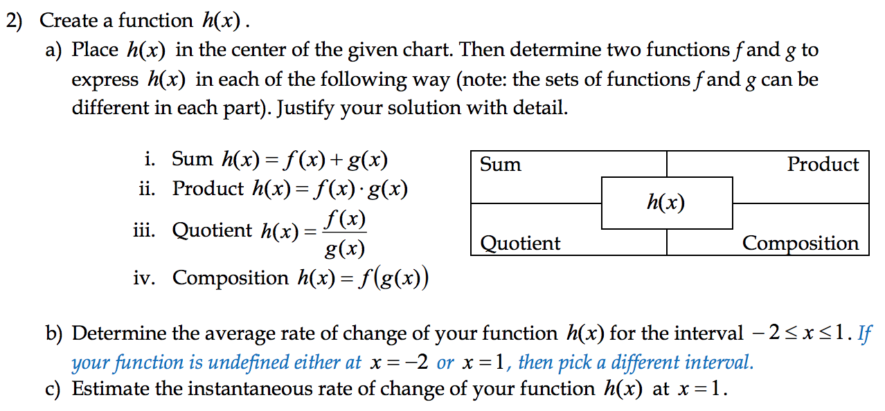 Solved 2) Create a function h(x). a) Place h(x) in the | Chegg.com