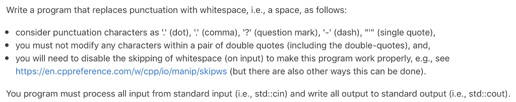 Solved Write a program that replaces punctuation with | Chegg.com