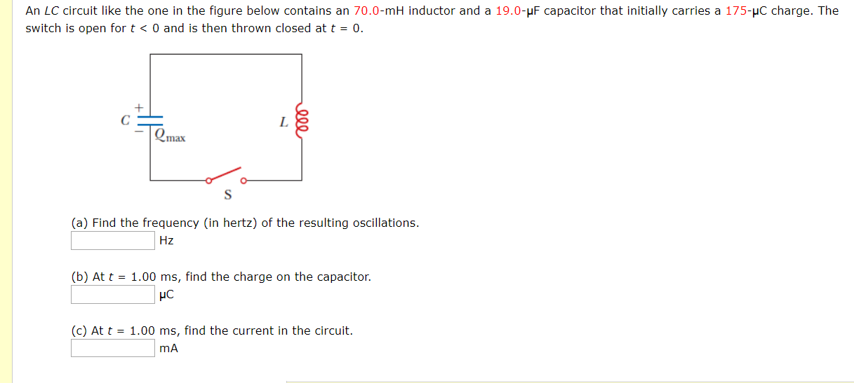Solved An LC circuit like the one in the figure below | Chegg.com