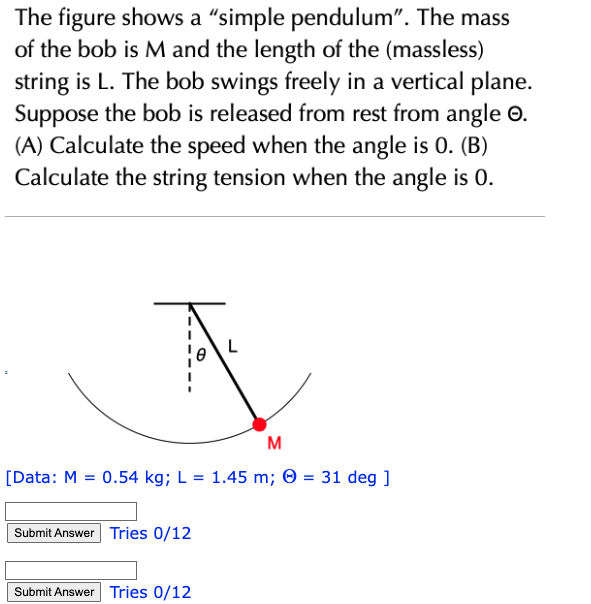 Solved The figure shows a "simple pendulum". The mass of the | Chegg.com