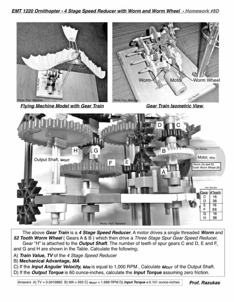 Solved EMT 1220 Ornithopter - 4 Stage Speed Reducer with | Chegg.com