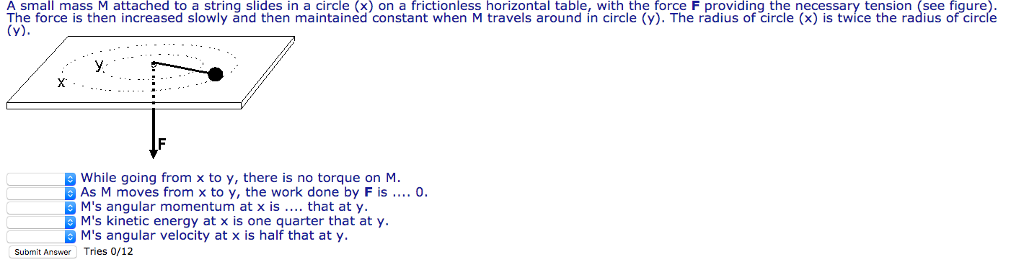 Solved A small mass M attached to a string slides in a | Chegg.com